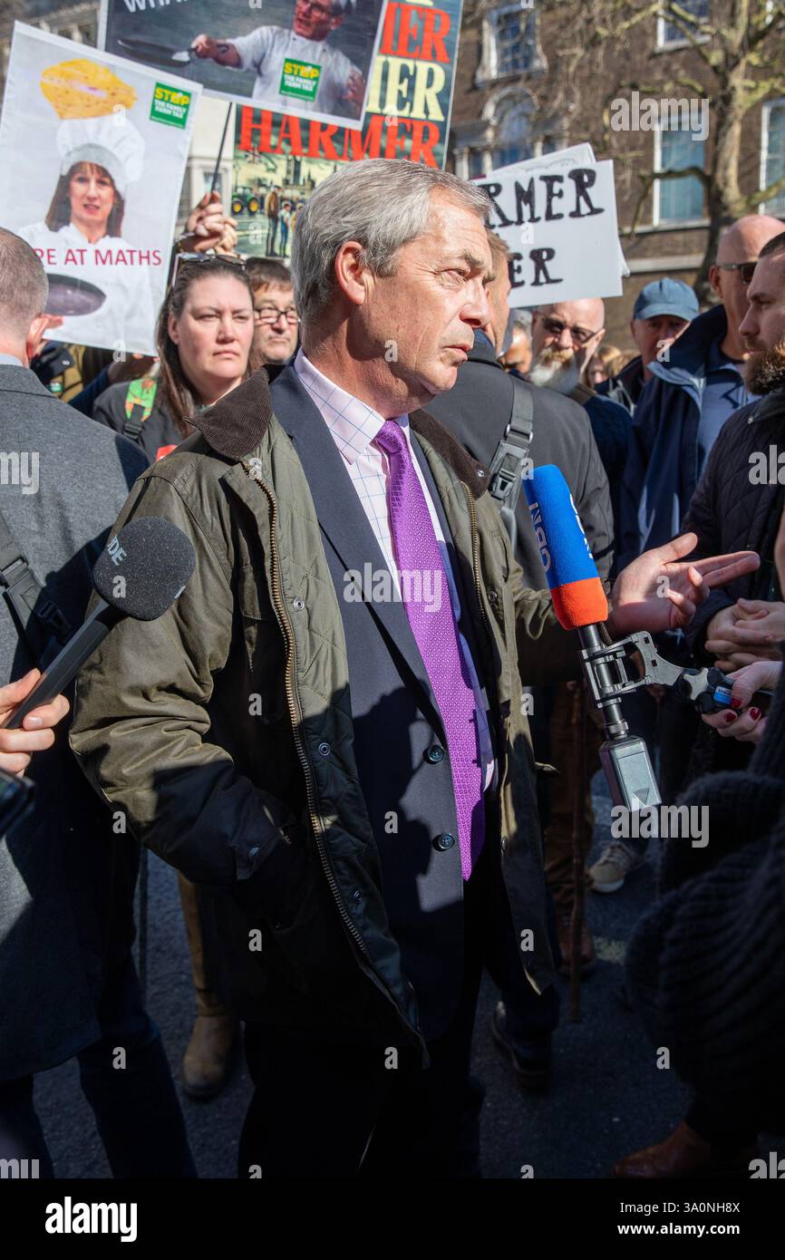 MP for Clacton and Reform Party leader, Nigel Farage, is interviewed by ...
