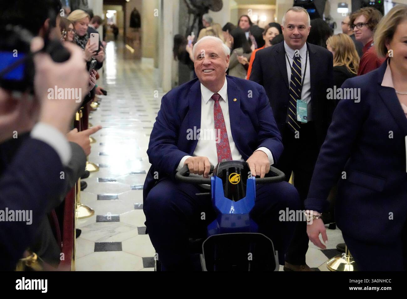 Sen. Jim Justice, R-W.Va., arrives before President Donald Trump ...