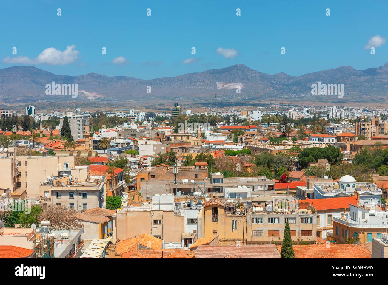 Panoramic view of Nicosia, Cyprus capital city with a mix of modern and ...