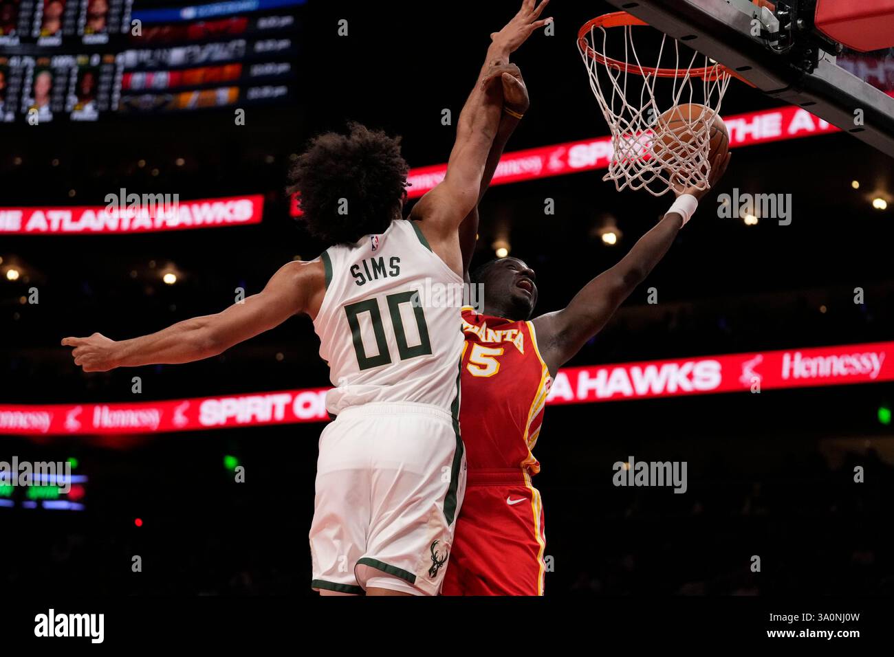 Atlanta Hawks center Clint Capela (15) misses a shot against Milwaukee ...