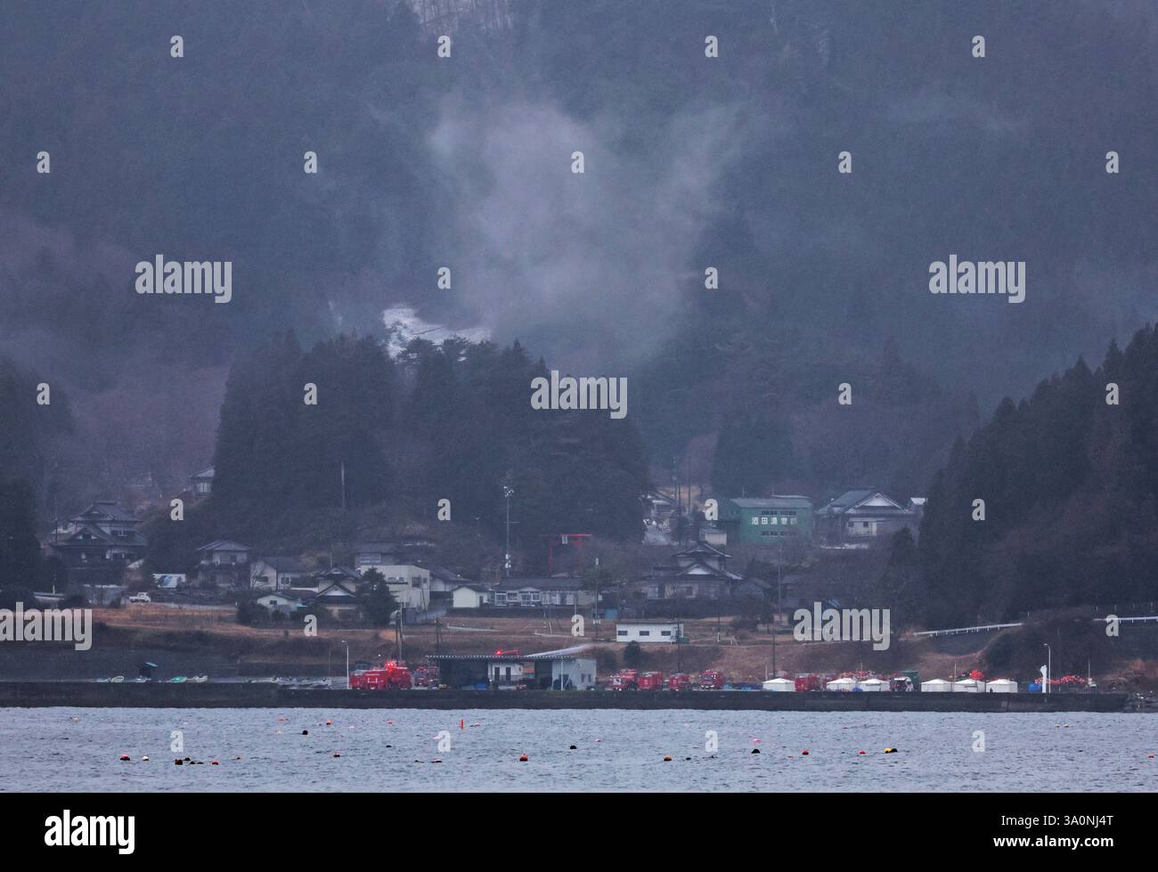 A forest fire continues in Ofunato City, Iwate Prefecture, northern ...