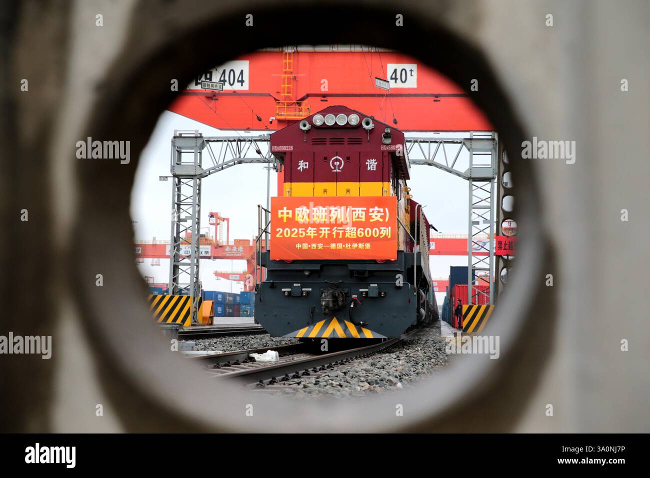 **CHINESE MAINLAND, HONG KONG, MACAU AND TAIWAN OUT** Freight train ...