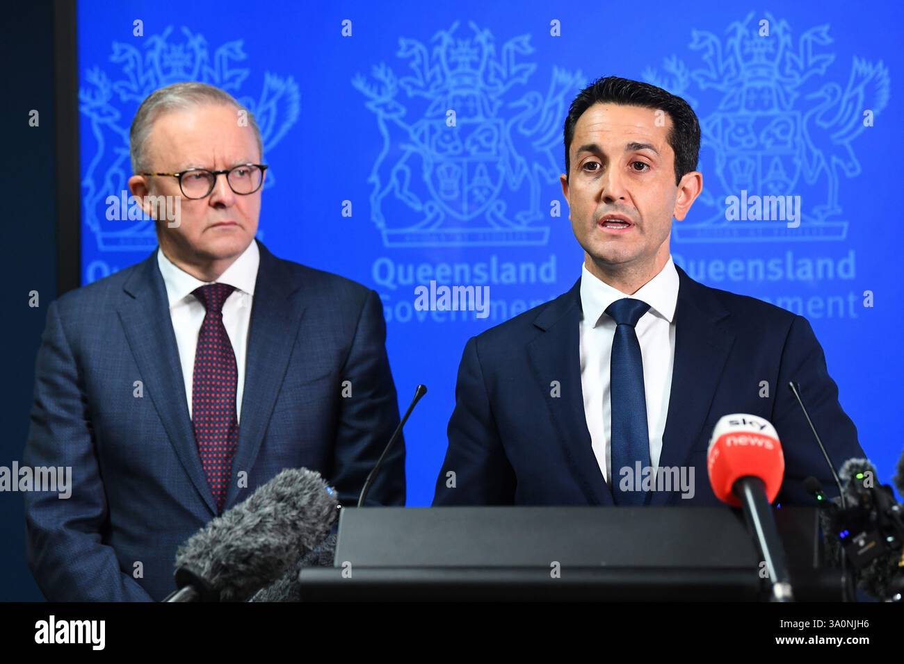 Prime Minister Anthony Albanese and Queensland Premier David Crisafulli ...