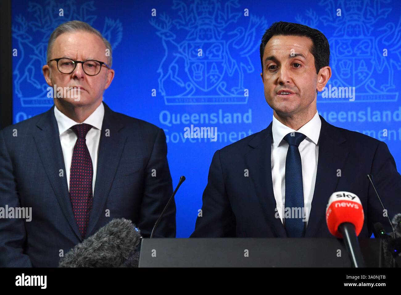 Prime Minister Anthony Albanese and Queensland Premier David Crisafulli ...