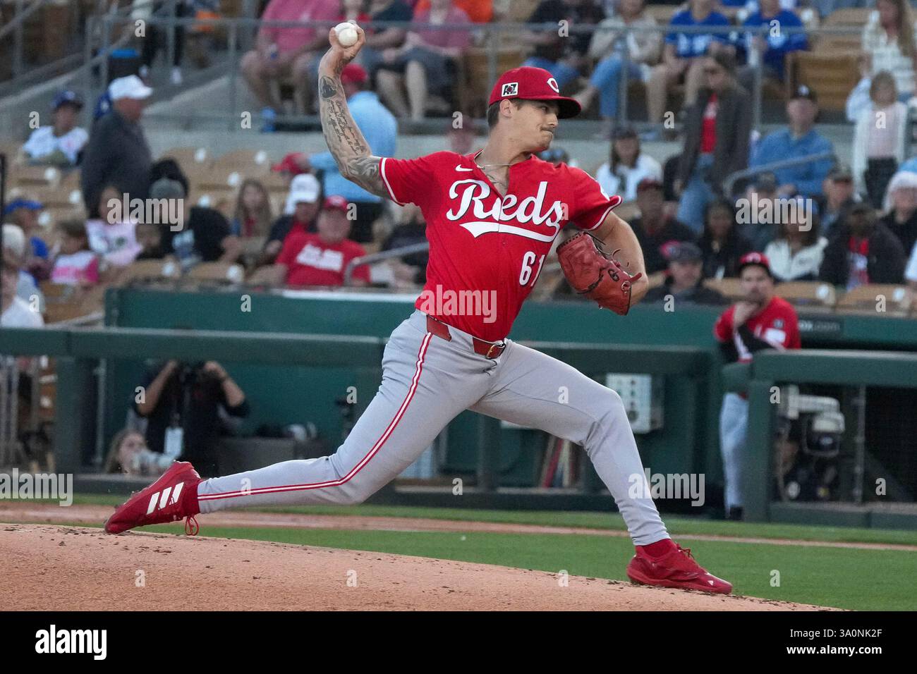 Cincinnati Reds pitcher Chase Petty (61) throws during the first inning ...