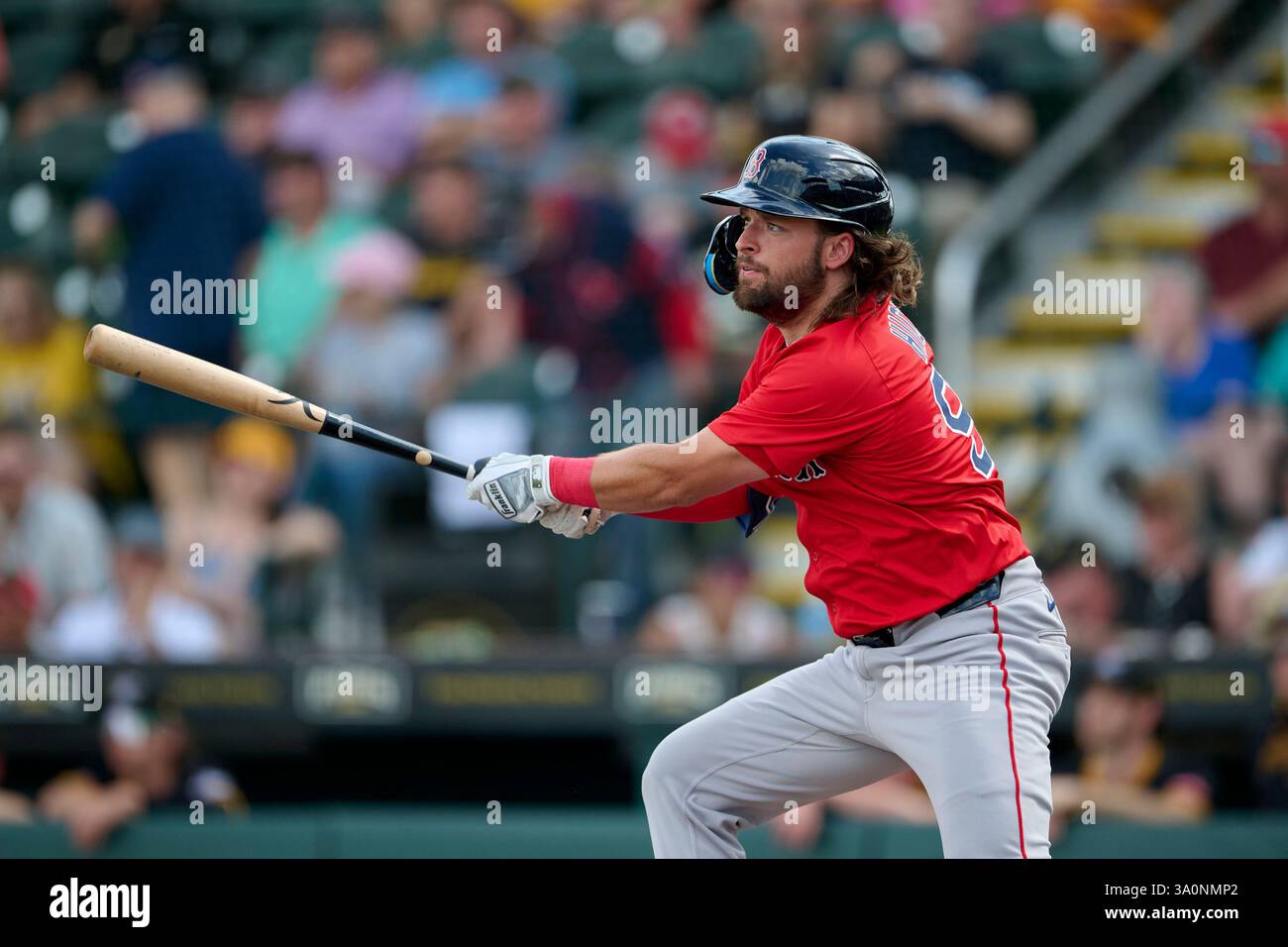 Boston Red Sox Nathan Hickey (98) at bat during an MLB Spring Training ...