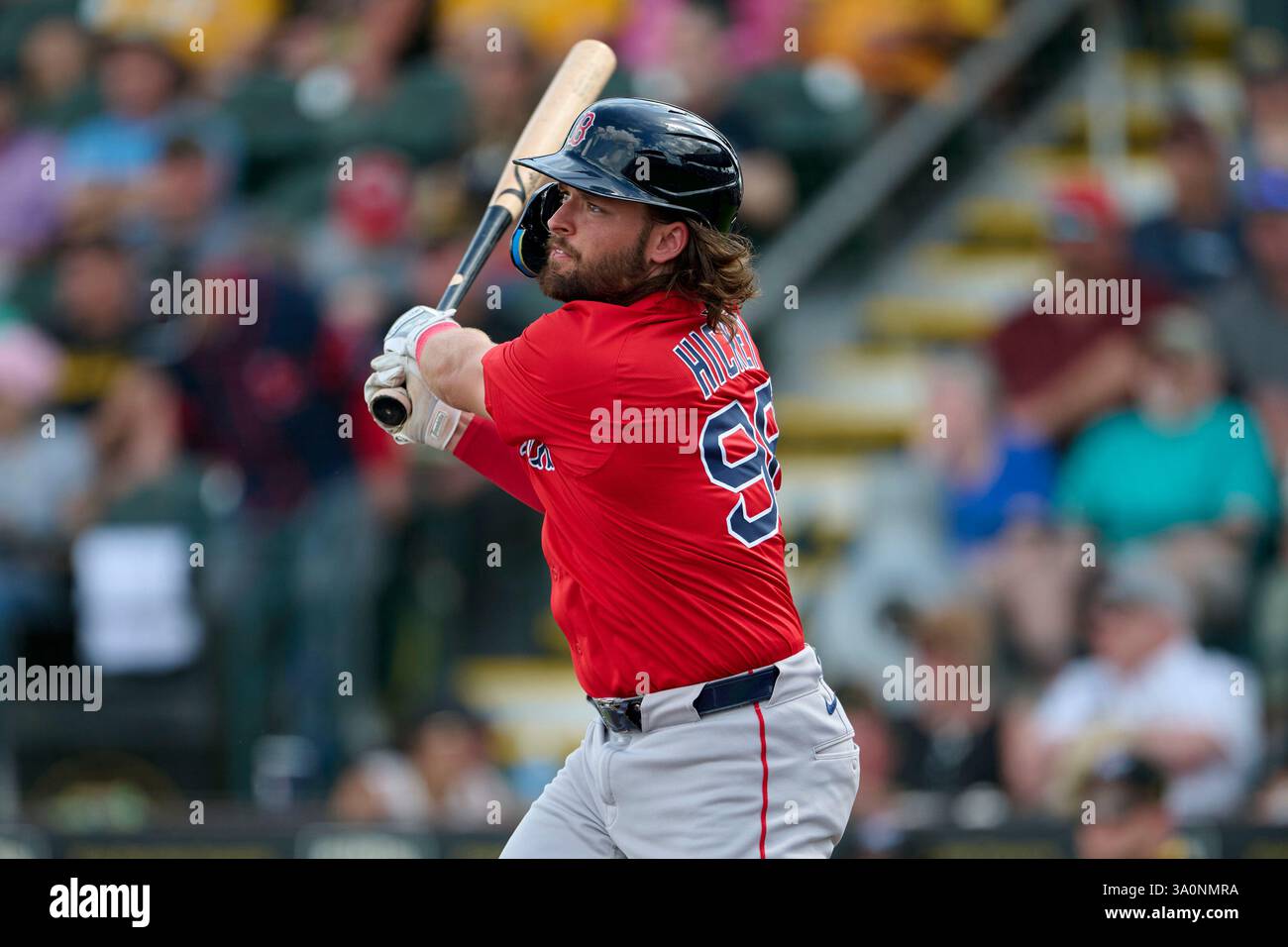 Boston Red Sox Nathan Hickey (98) at bat during an MLB Spring Training ...