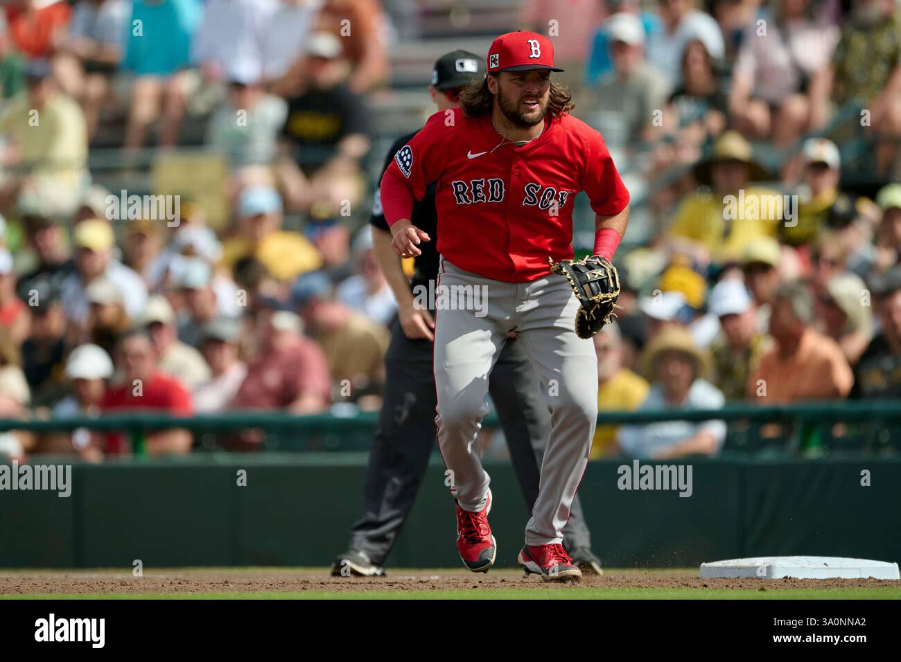 Boston Red Sox first baseman Nathan Hickey (98) during an MLB Spring ...