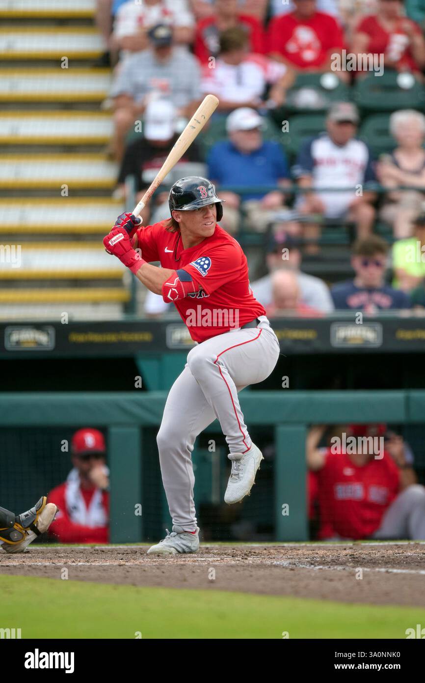 Boston Red Sox Nate Eaton (40) at bat during an MLB Spring Training ...