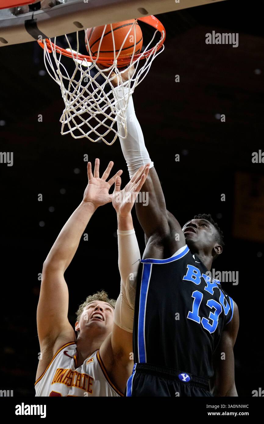BYU center Keba Keita (13) shoots over Iowa State forward Brandton ...