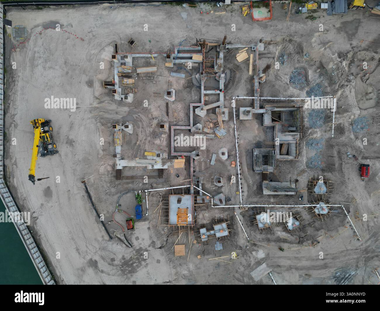 Construction site top view. Structural design engineering. Structure ...