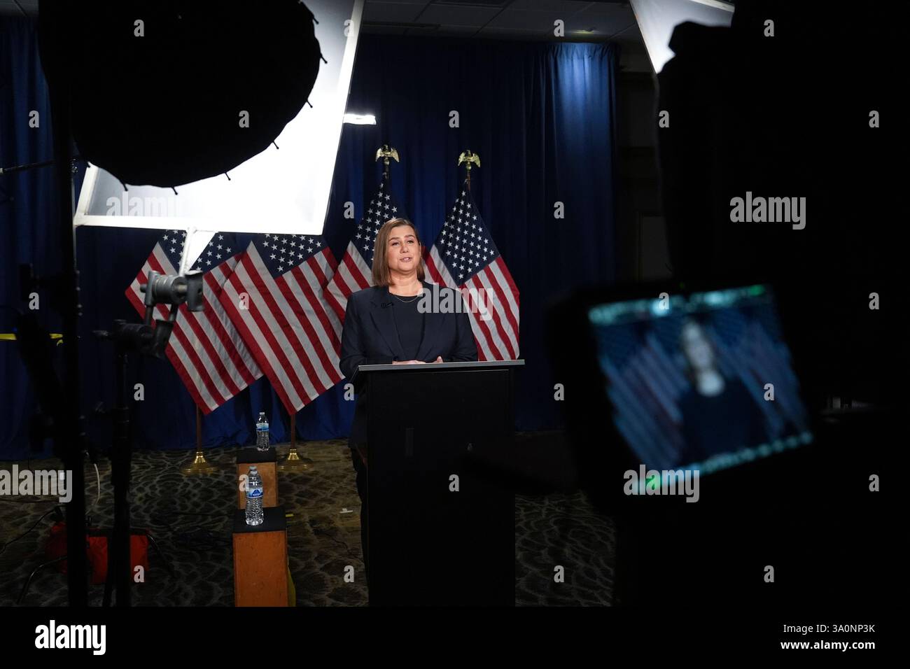 Sen. Elissa Slotkin, D-Mich., rehearses the Democratic response to ...