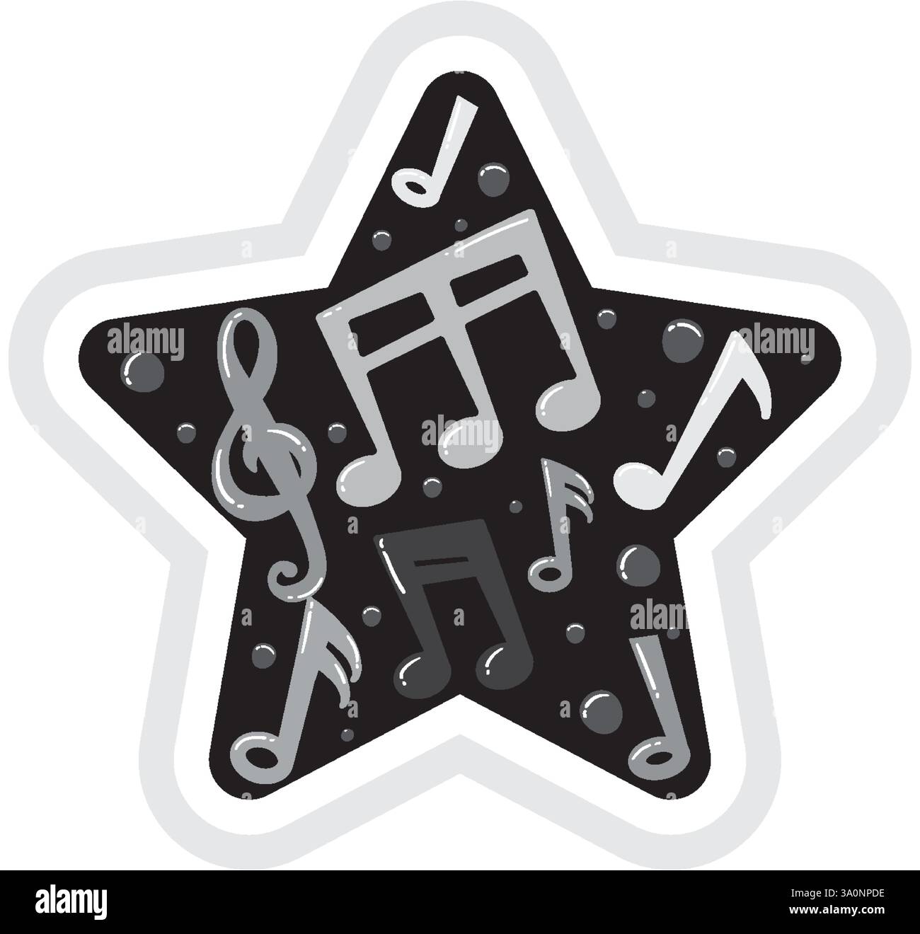 Star-shaped illustration with musical notes and symbols Stock Vector ...