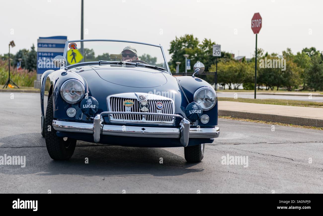 Chicago, Illinois, USA - September 08, 2024: MG MGA retro sportscar ...