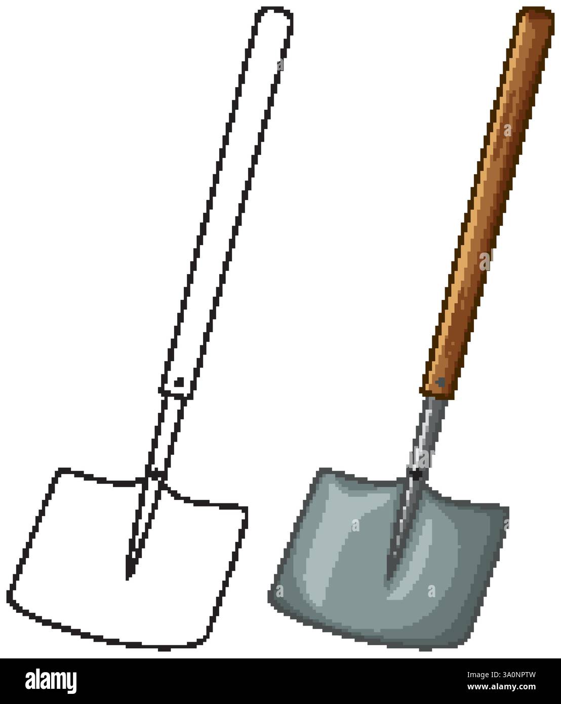 Detailed shovel with wooden handle and outline Stock Vector Image & Art ...