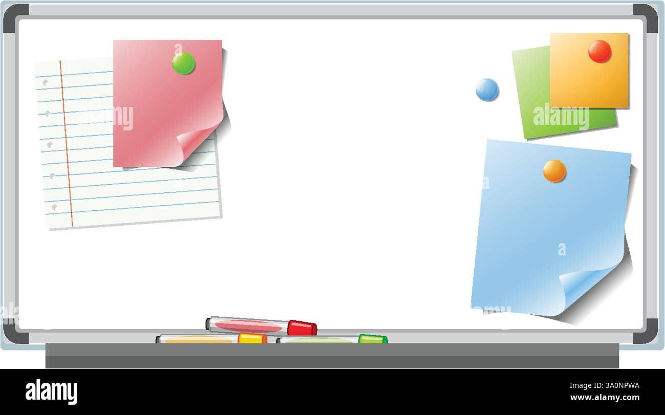 Sticky notes and paper on a whiteboard Stock Vector Image & Art - Alamy