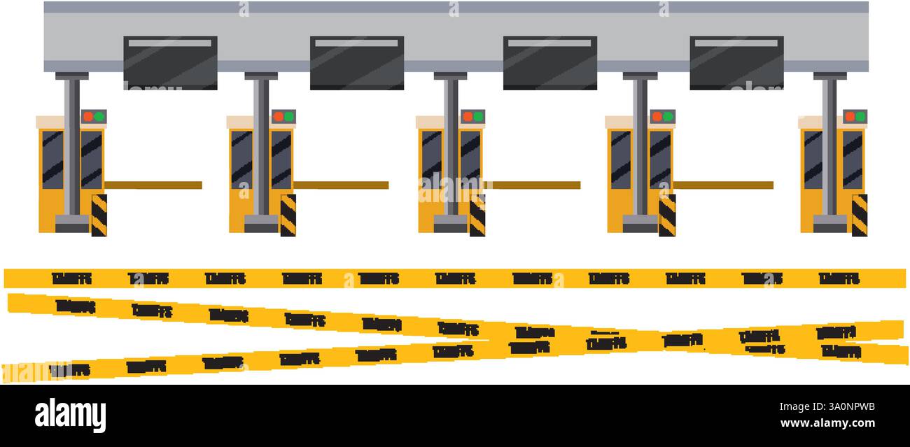 Illustration of toll booths symbolizing trade tariffs Stock Vector ...