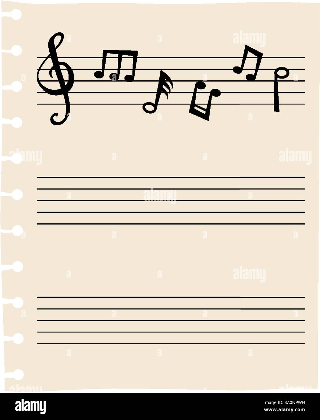 Illustration of musical notes on a lined sheet Stock Vector Image & Art ...
