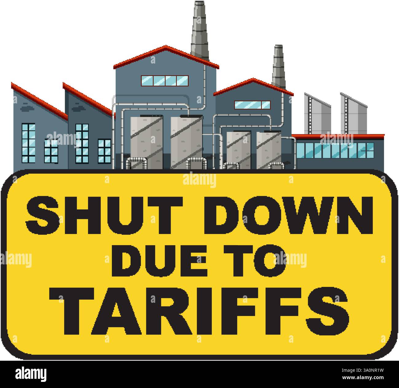 Illustration of factory shutdown from tariff effects Stock Vector Image ...