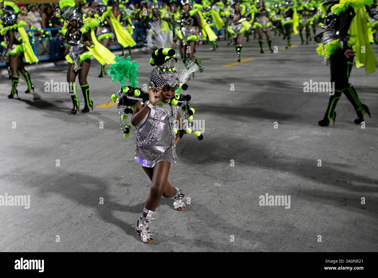 A performer from the Mocidade samba school dances during Carnival ...