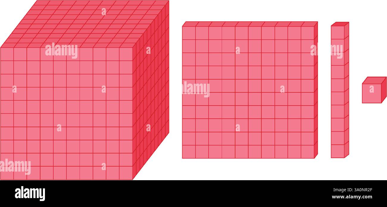 Illustration of cubes representing mathematical fraction concepts Stock ...
