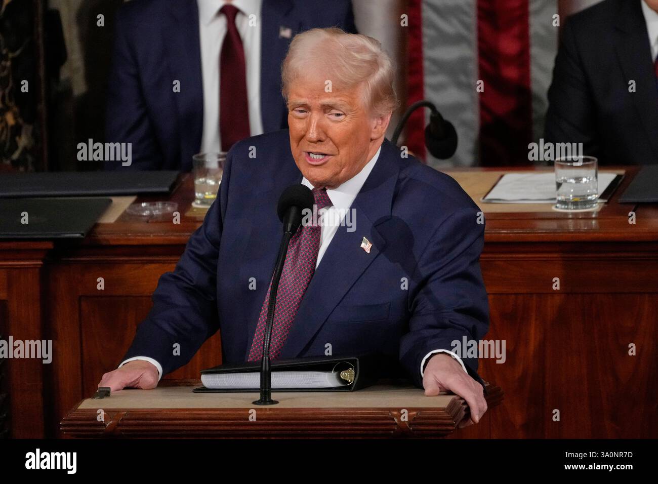 President Donald Trump addresses a joint session of Congress in the ...