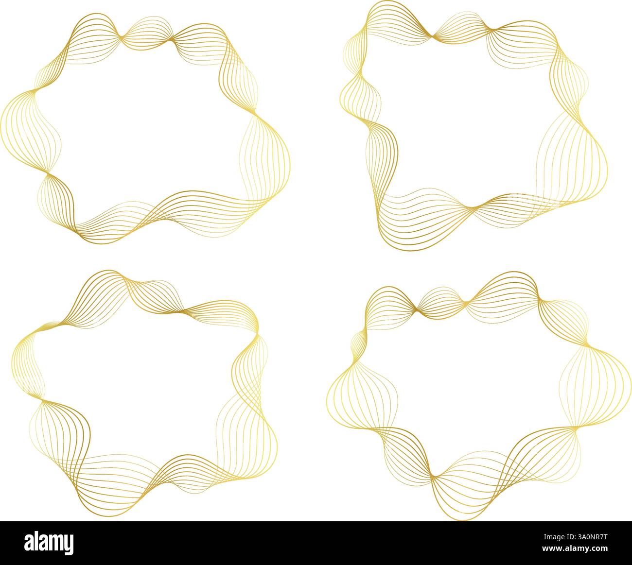 Abstract wavy frames set, golden flowing borders isolated on white Stock Vector Image & Art - Alamy