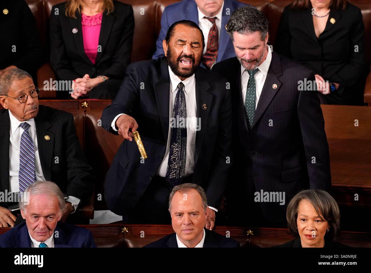 Rep. Al Green, R-TX, yells before being ejected from President Donald ...