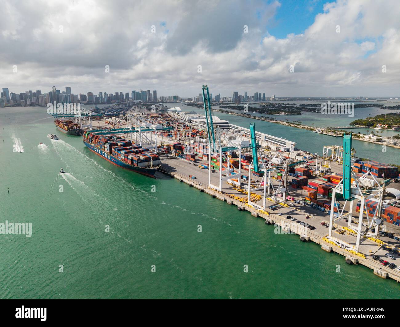 Miami, Florida - February 12, 2025: Export and import. Port of Miami ...