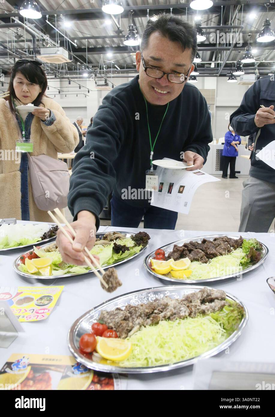 An event for whale is held at a fish market in Chuo Ward, Fukuoka City ...