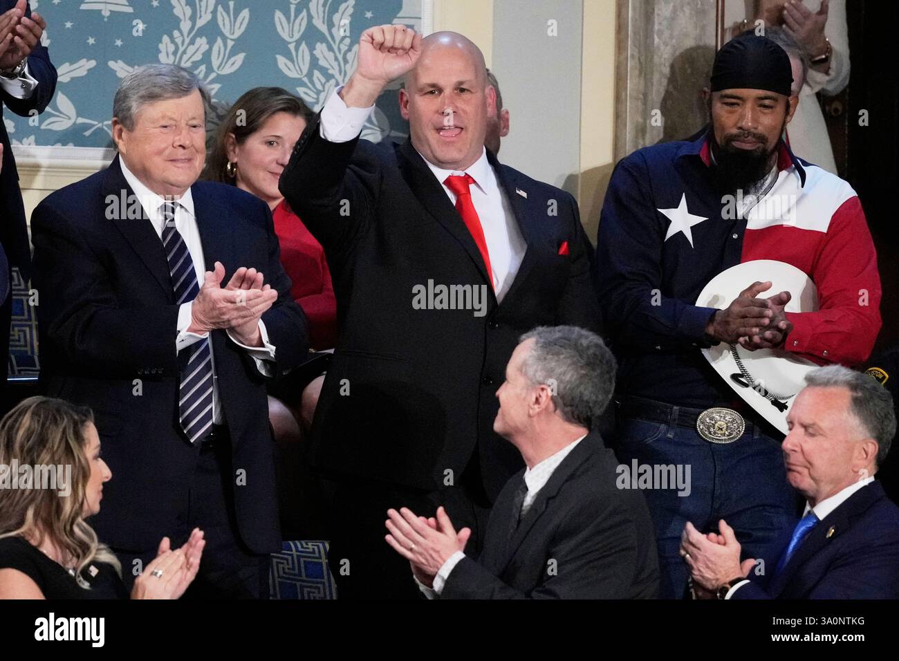 Jeff Denard from Decatur, Ala., is recognized by President Donald Trump ...