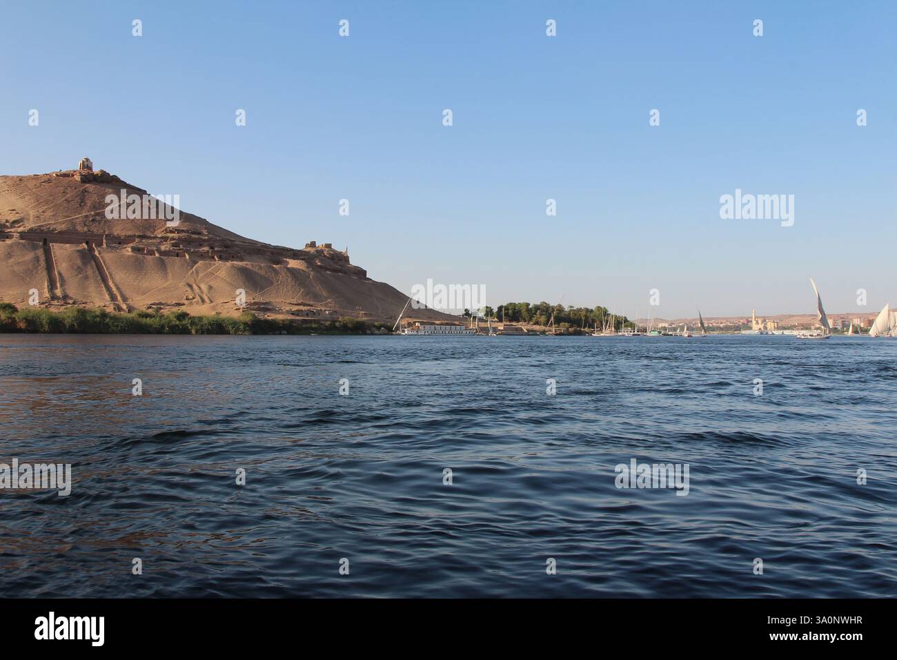 Landscape of the coastline of the Nile River called First Cataract ...