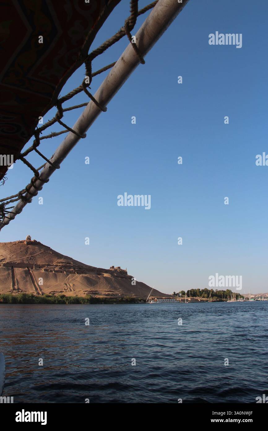 Landscape of the coastline of the Nile River called First Cataract ...