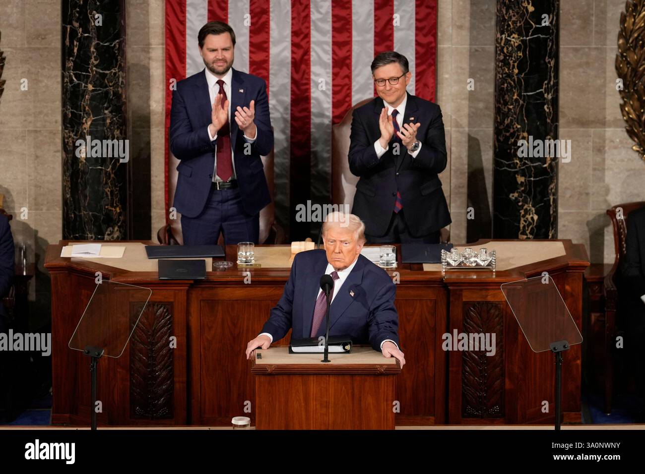 House Speaker Mike Johnson of La., right, and Vice President JD Vance ...