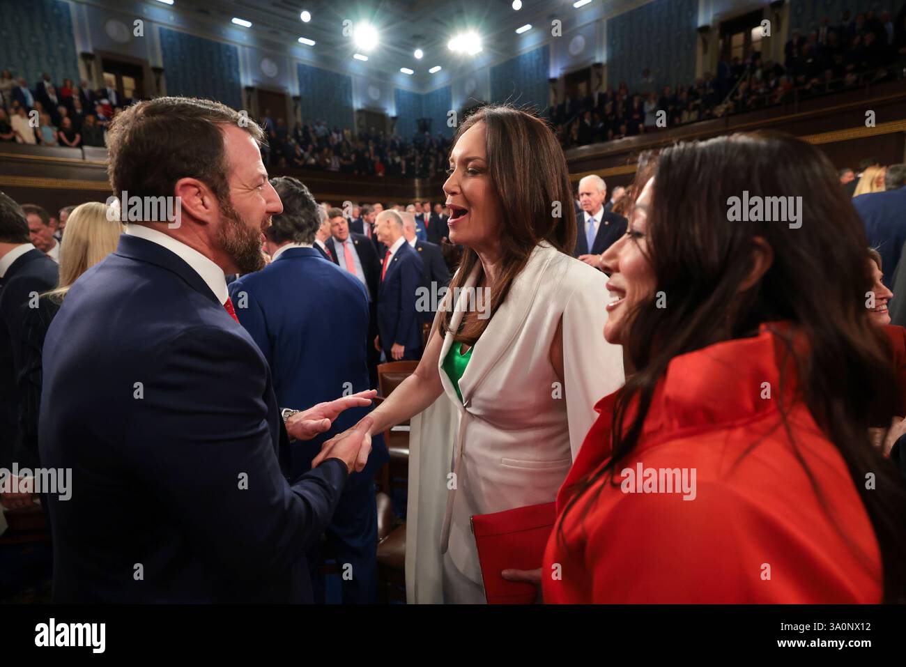 Secretary of Agriculture Brooke Rollins, center, arrives before ...