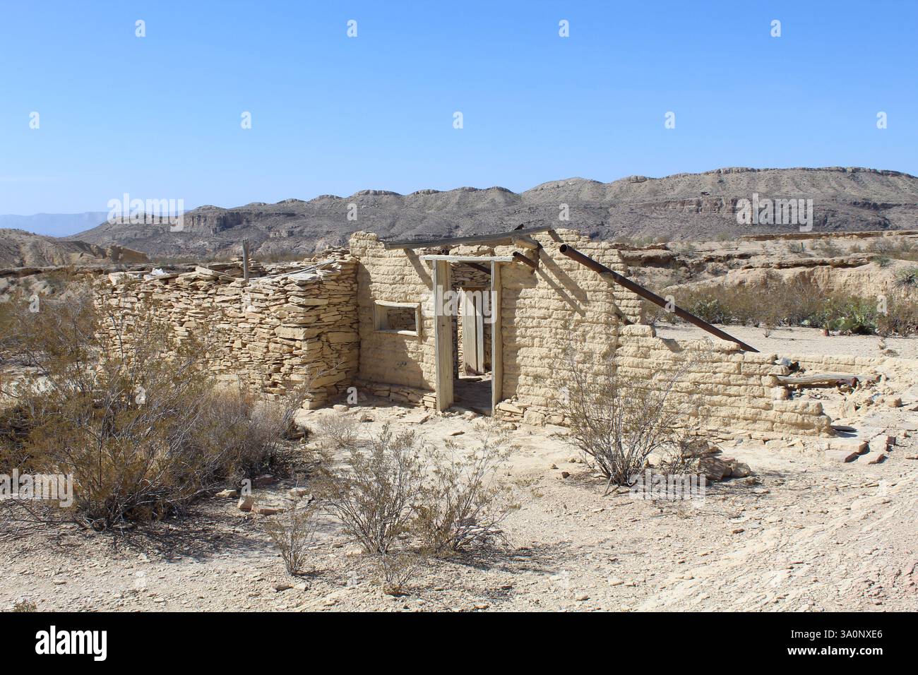 Abandoned limestone home with doorway at the Terlingua, Texas ghost ...