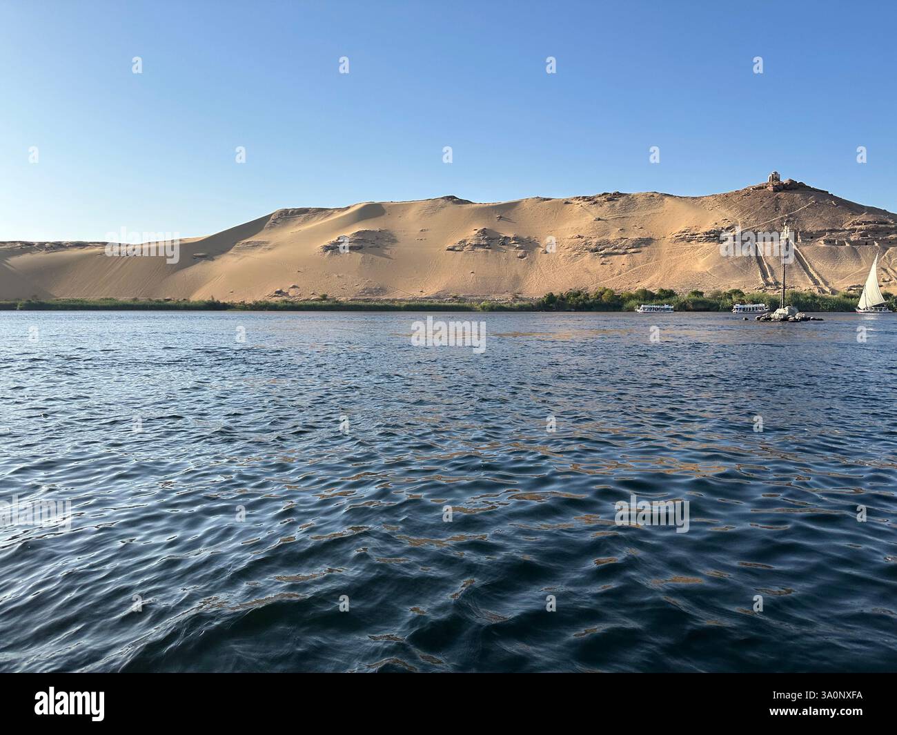 Landscape of the coastline of the Nile River called First Cataract ...