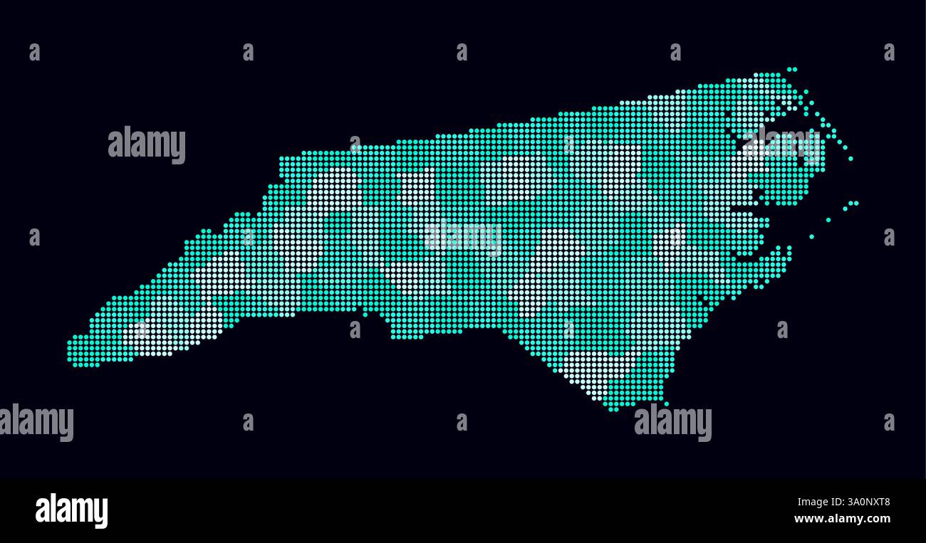 North Carolina dotted map. Digital style map of the state on dark ...