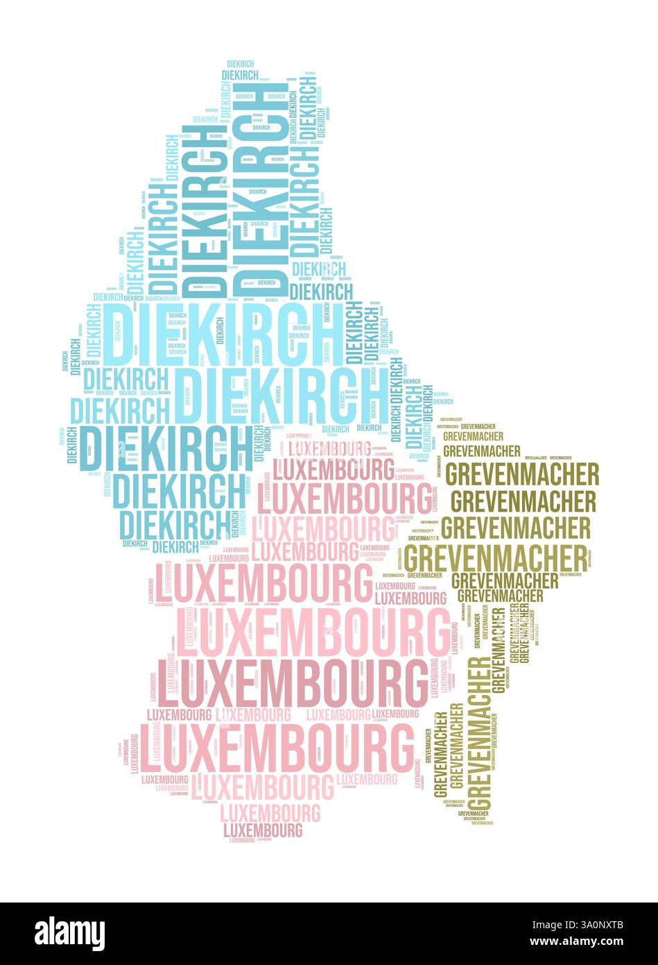 Luxembourg word cloud. Country shape with region division. Luxembourg ...
