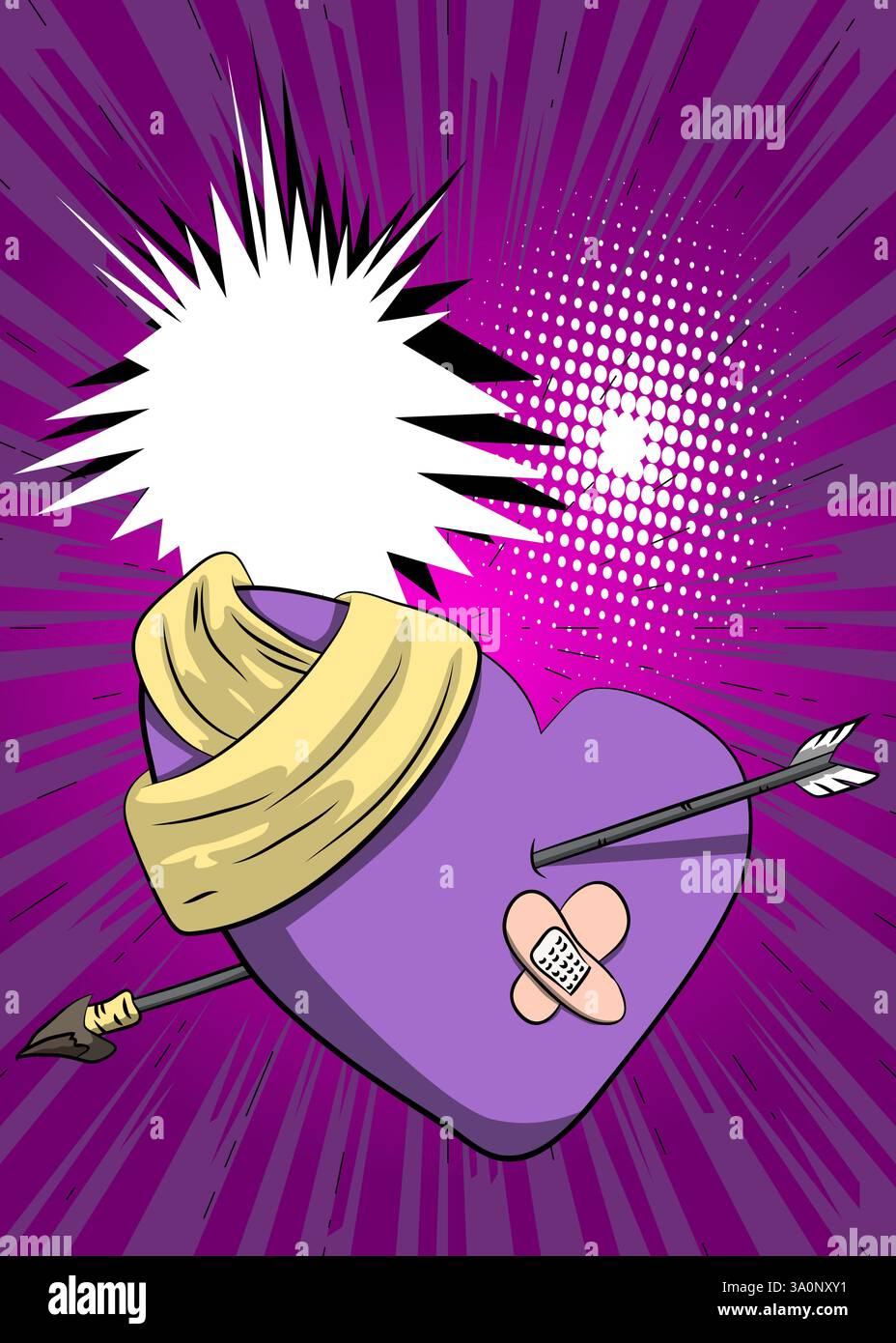 Cartoon Broken Heart with blank speech bubble, comic book Romance ...