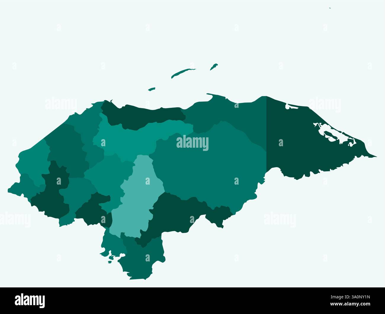 Map of Honduras with regions. Just a simple country border map with ...