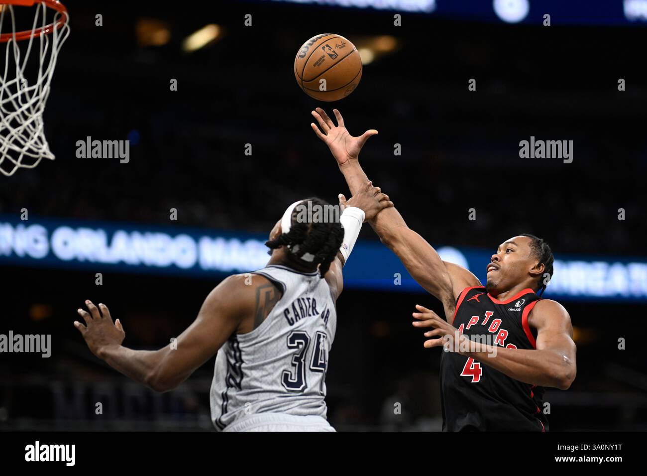 Toronto Raptors forward Scottie Barnes is fouled by Orlando Magic ...