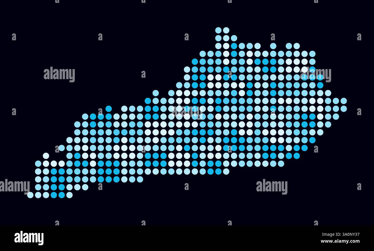 Kentucky dotted map. Digital style map of the state on dark background ...