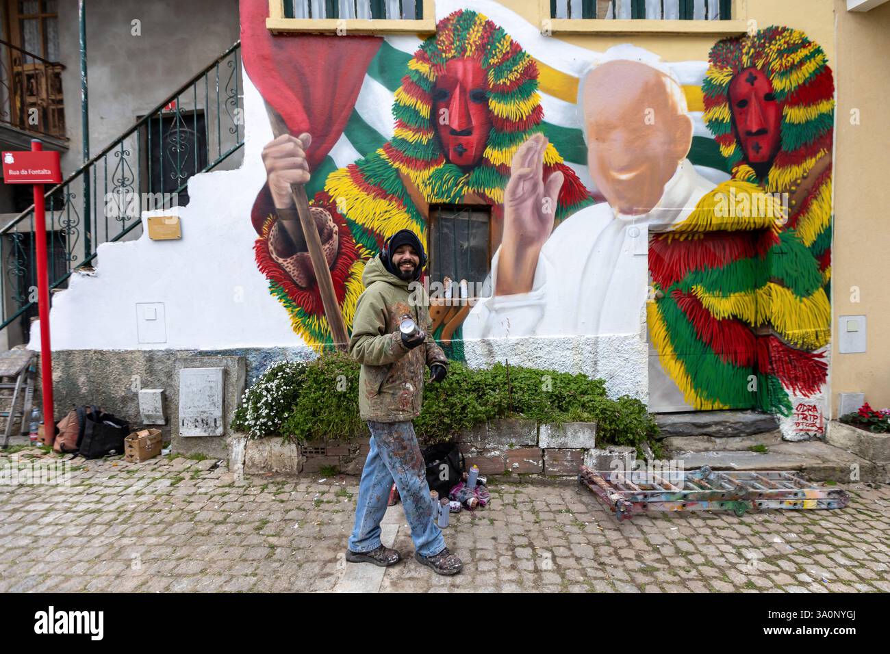 March 2, 2025, Podence, Macedo De Cavaleiros, Portugal: The artist, Ricardo, also known as Odra ...
