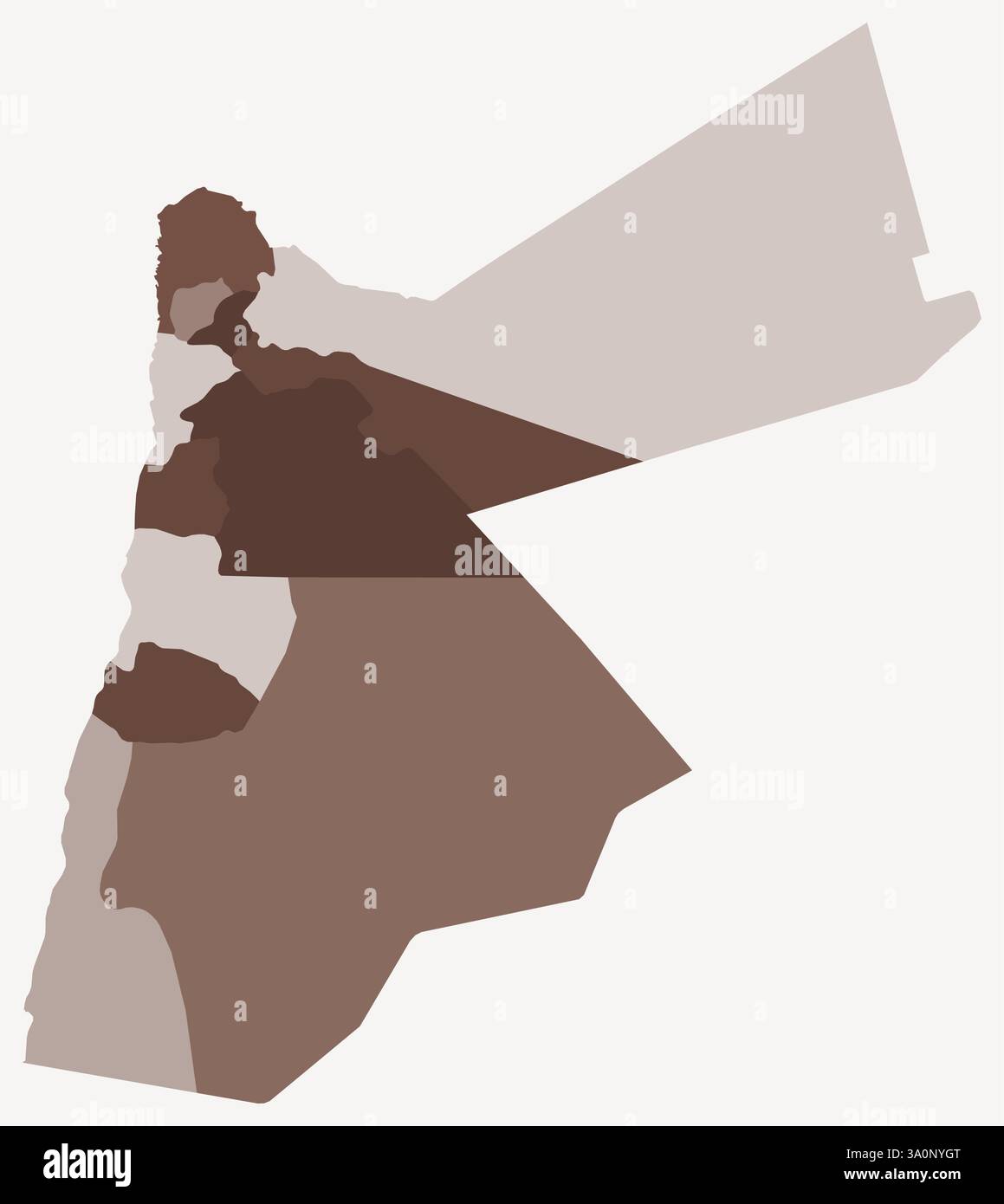 Map of Jordan with regions. Just a simple country border map with ...