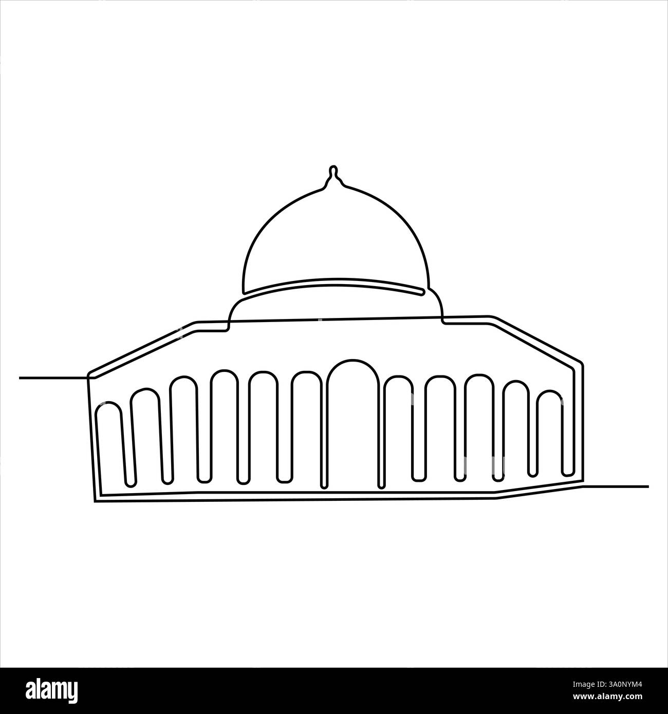 Continuous one line hand drawing mosque simple illustration design and ...