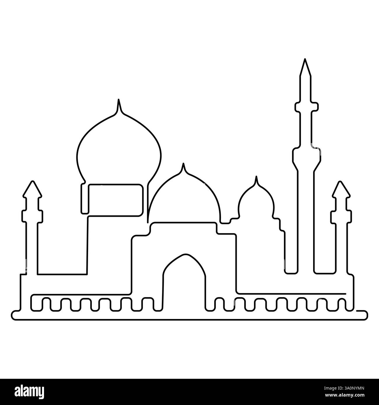 Continuous one line hand drawing mosque simple illustration design and ...
