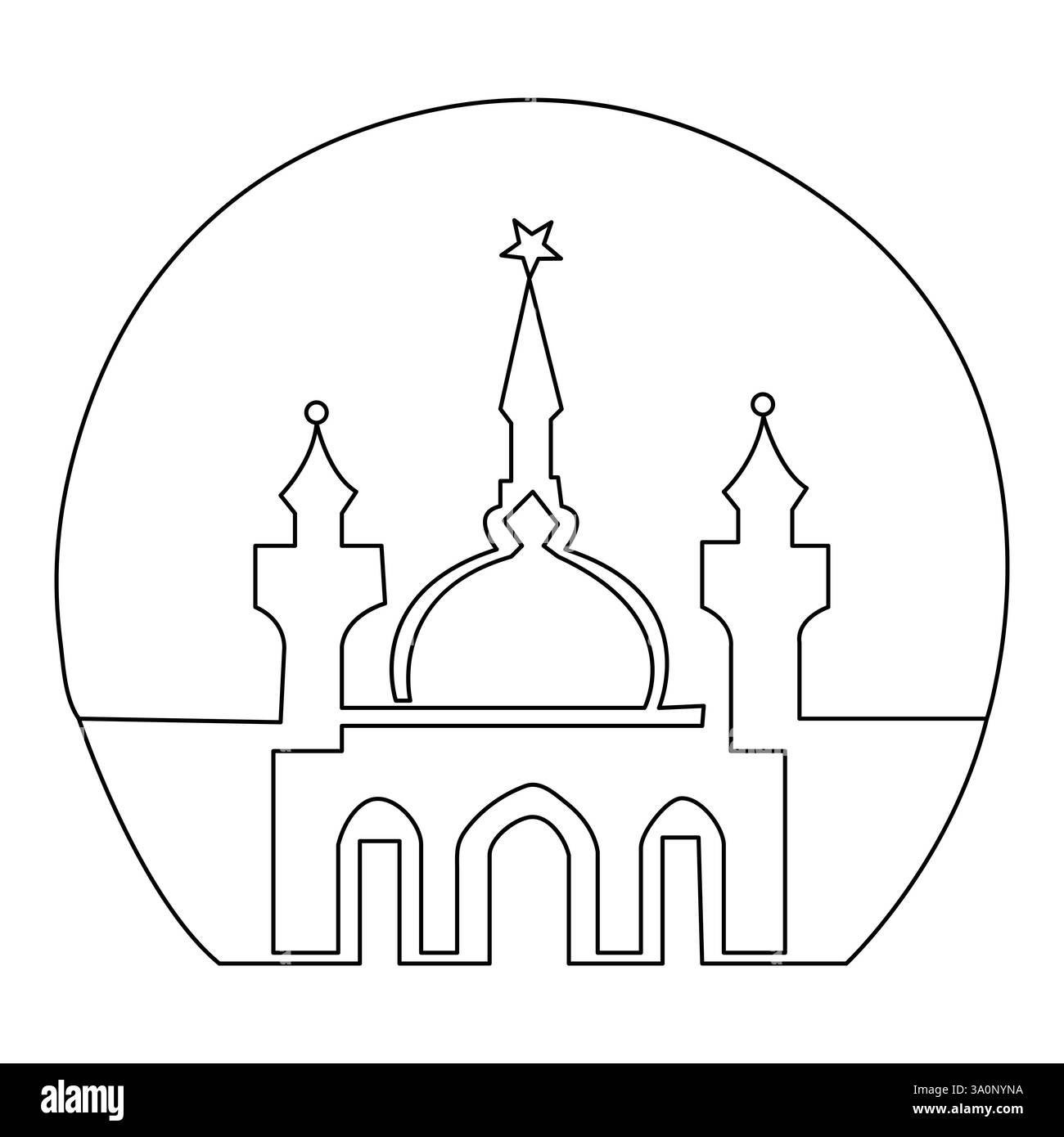 Continuous one line hand drawing mosque simple illustration design and ...