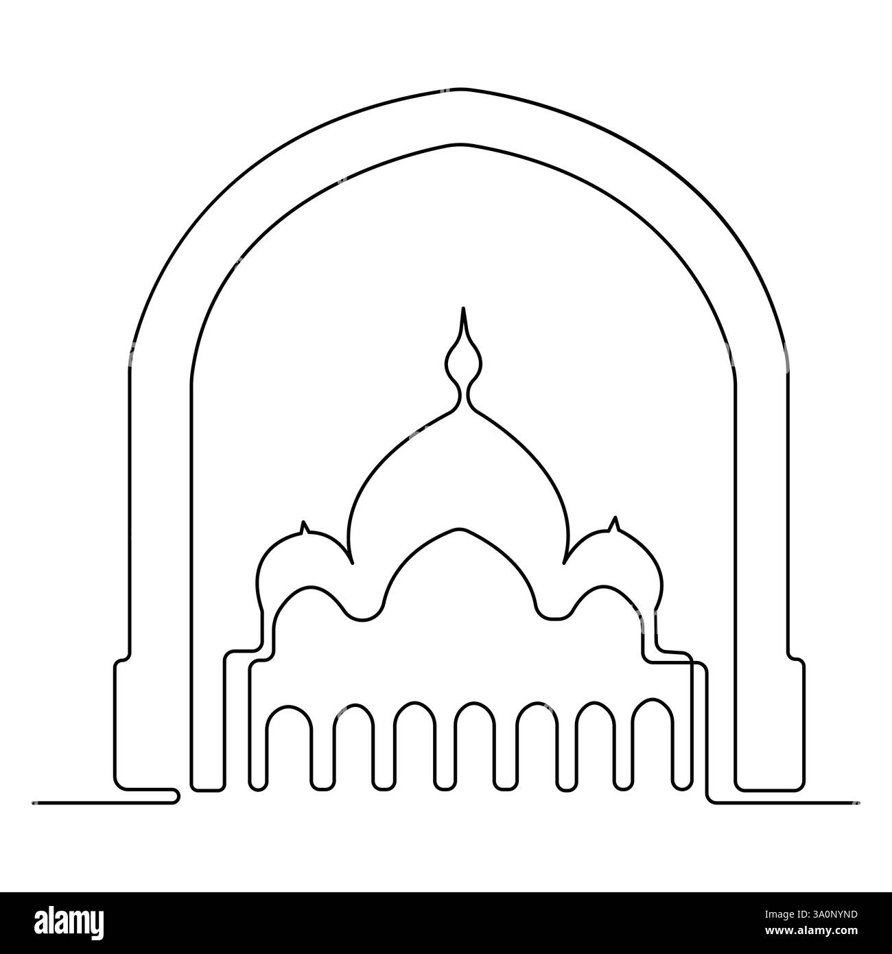 Continuous one line hand drawing mosque simple illustration design and ...