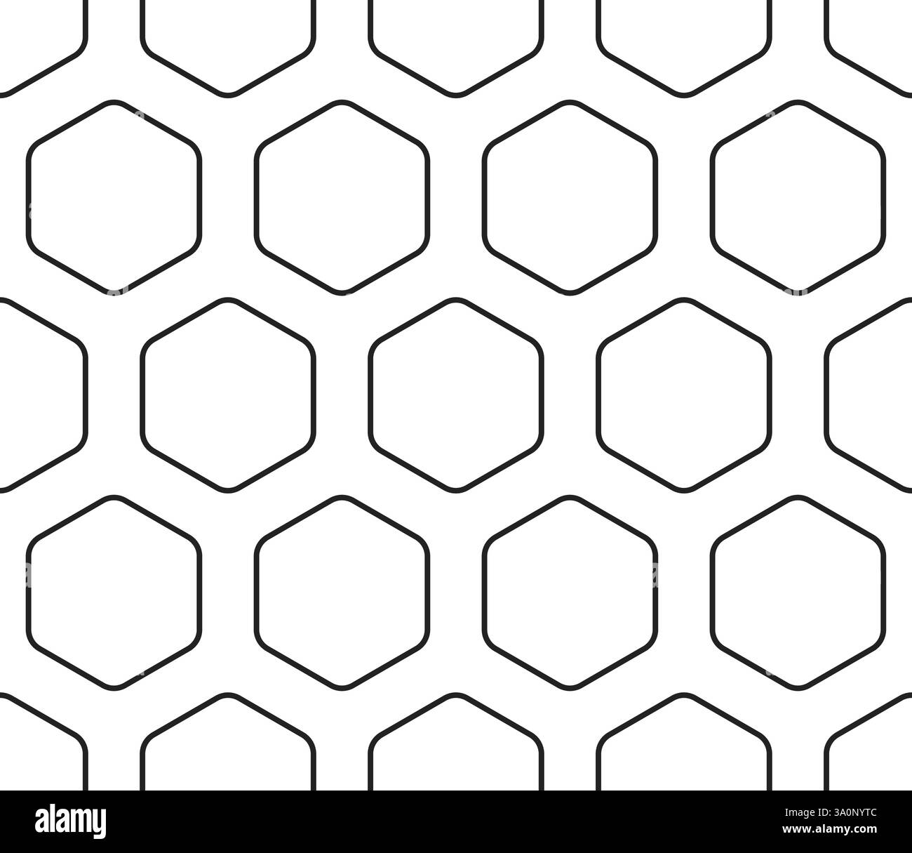 Honeycomb hexagon cells background. Rounded hexagons mosaic cells with padding. Large hexagons ...